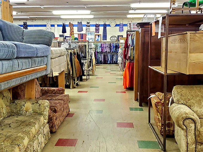 Furniture boulevard offers a time-traveling experience through decades of living room fashion. That floral sofa has stories to tell!