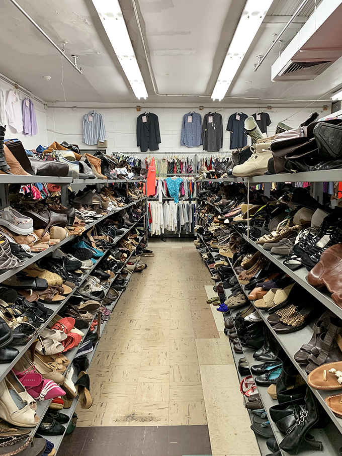 The footwear aisle stretches into infinity, a veritable Imelda Marcos fantasy where yesterday's splurges become today's steals.