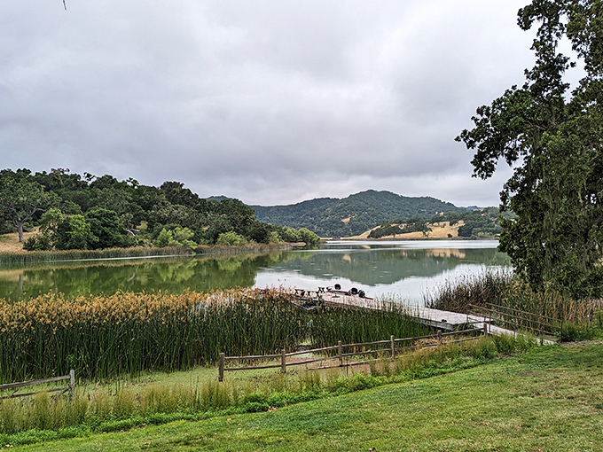 Serenity now! This tranquil lake view offers a peaceful counterpoint to Solvang's bustling Danish village atmosphere.