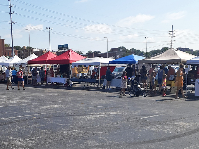 The Farmers' Market transforms an ordinary parking lot into a Saturday morning social club where the tomatoes have more personality than most celebrities.