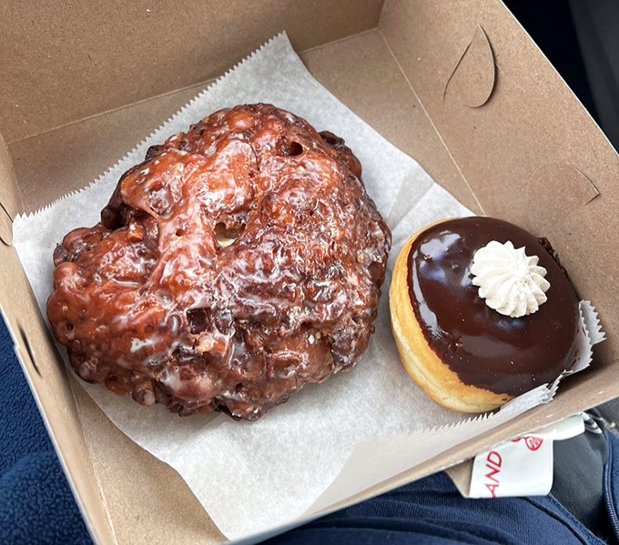 The legendary apple fritter &ndash; roughly the size of a small planet and twice as dense. Worth every glorious calorie and minute on the treadmill.