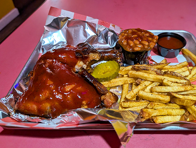 BBQ chicken that's had a proper introduction to sauce&mdash;like a blind date that was clearly meant to be.