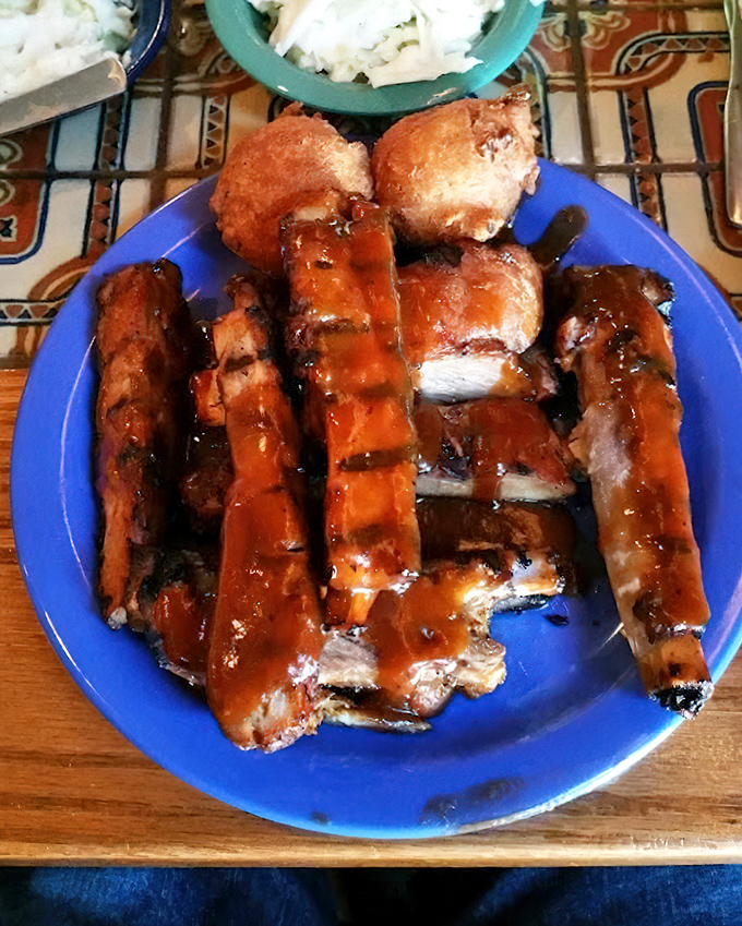 These ribs aren't just falling off the bone—they're practically jumping into your mouth. That sauce-to-meat ratio is what barbecue dreams are made of.