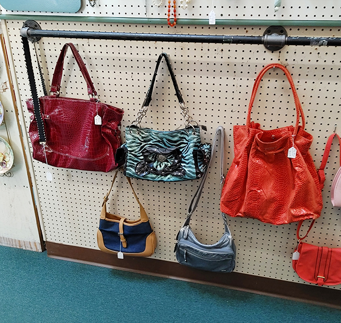 Handbag heaven awaits the patient hunter. That red crocodile tote might just be the conversation starter your wardrobe has been missing.