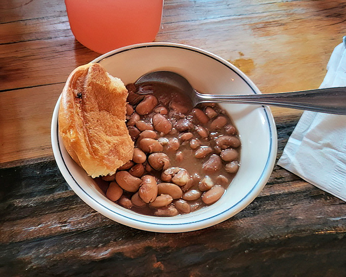 Beans that have clearly been simmering since the Oregon Trail days, served with bread that begs to sop up every last drop.
