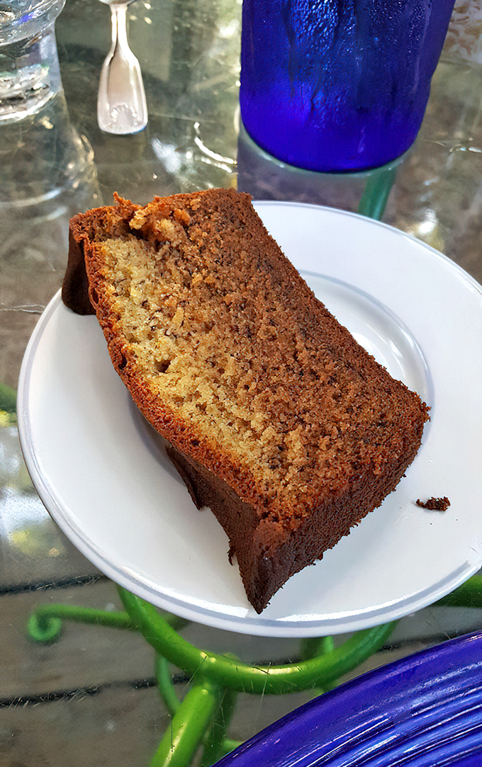 Two thick slices of Betty's house-made banana bread that could make a grown person weep tears of pure joy and tropical bliss.