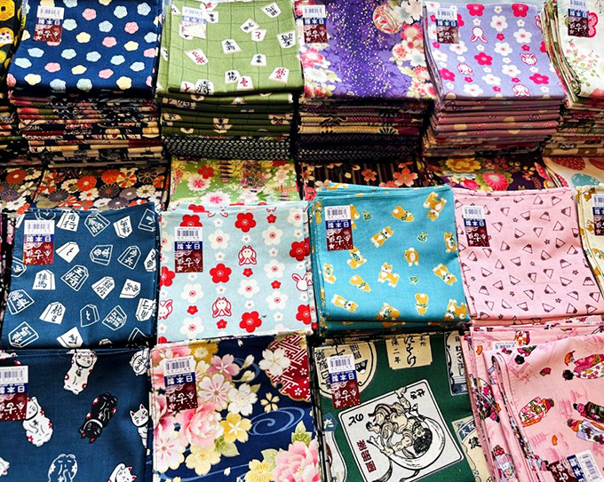 Colorful bandanas hang like tiny flags of self-expression, ready to add character to any outfit.