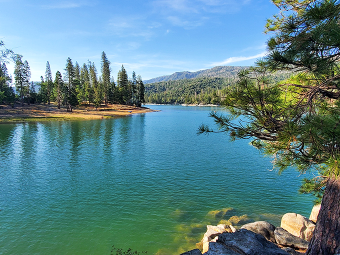 Bass Lake sparkles like a sapphire among the pines, offering affordable waterfront recreation just minutes from downtown Oakhurst.