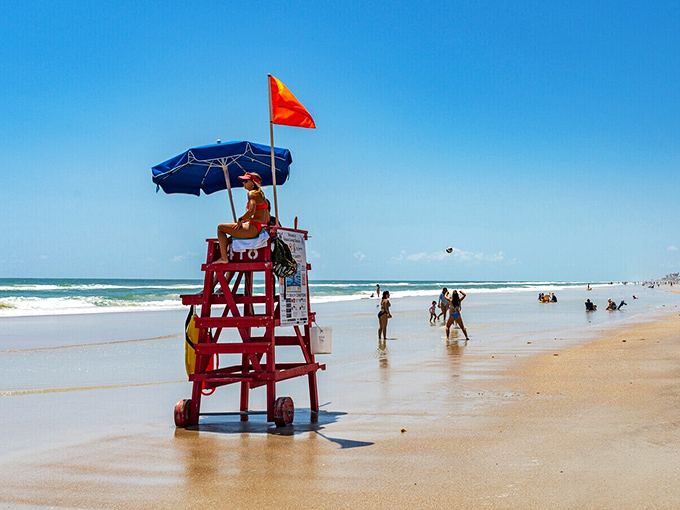 Lifeguard on duty: the universal signal that you've officially arrived at vacation. Nearby beaches offer pristine sands without the tourist crowds.