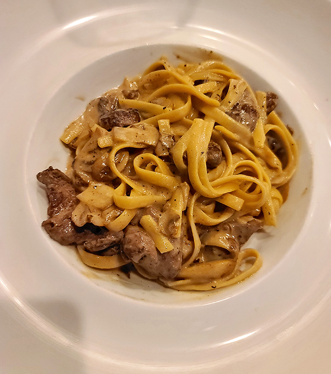 This isn't just beef stroganoff—it's a silky, savory hug on a plate that makes you wonder why you'd ever order anything else.