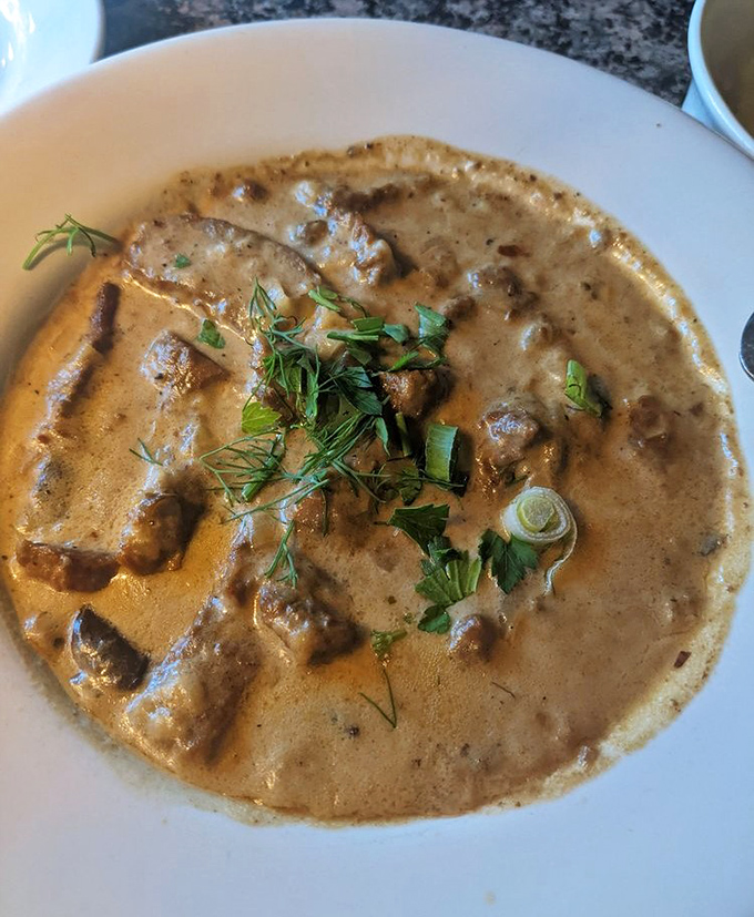 Not your college cafeteria's beef stroganoff! This creamy, herb-flecked masterpiece makes you wonder if you've been eating the wrong version your entire life.