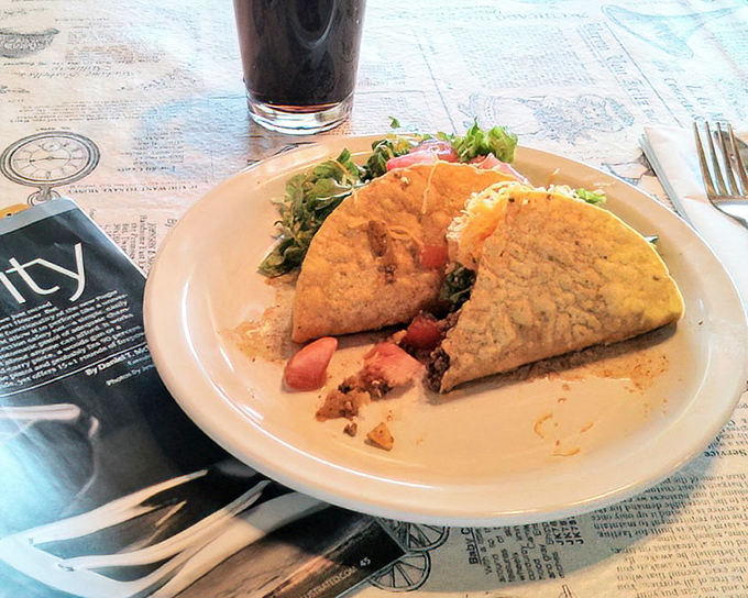 These aren't your average tacos&mdash;golden-fried pockets bursting with savory filling, served with a side salad that makes you feel slightly virtuous. Almost.
