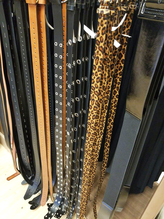 Belt enthusiasts, your moment has arrived. From studded to leopard print, this rack proves accessories aren't just afterthoughts&mdash;they're statement pieces waiting to happen.