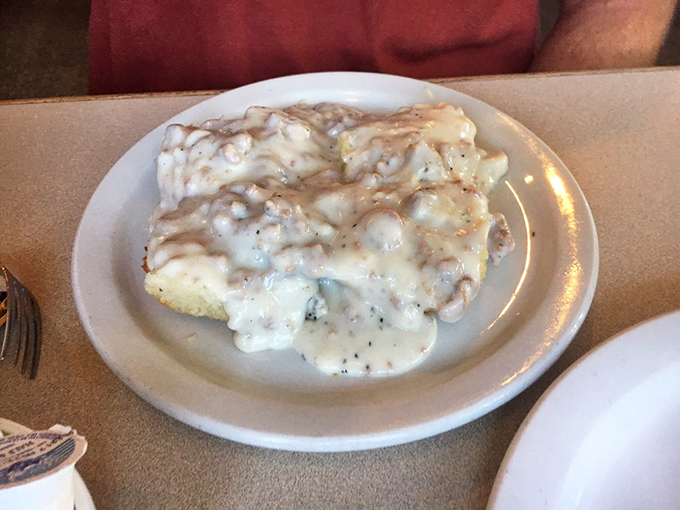 Biscuits and gravy so heavenly they should require a permission slip from your cardiologist &ndash; worth every delicious, peppery bite.