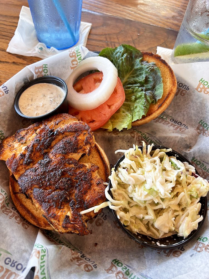 The star of the show: a blackened grouper sandwich that makes you wonder why you ever bothered with other sandwiches. That slaw isn't just a side&mdash;it's a necessity. 