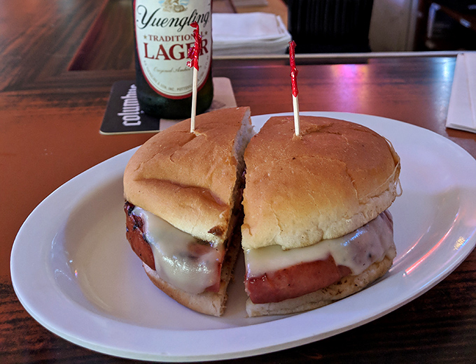 The legendary fried bologna sandwich in all its glory&mdash;thick-cut, perfectly grilled, and melty with cheese. Childhood nostalgia transformed into culinary genius.