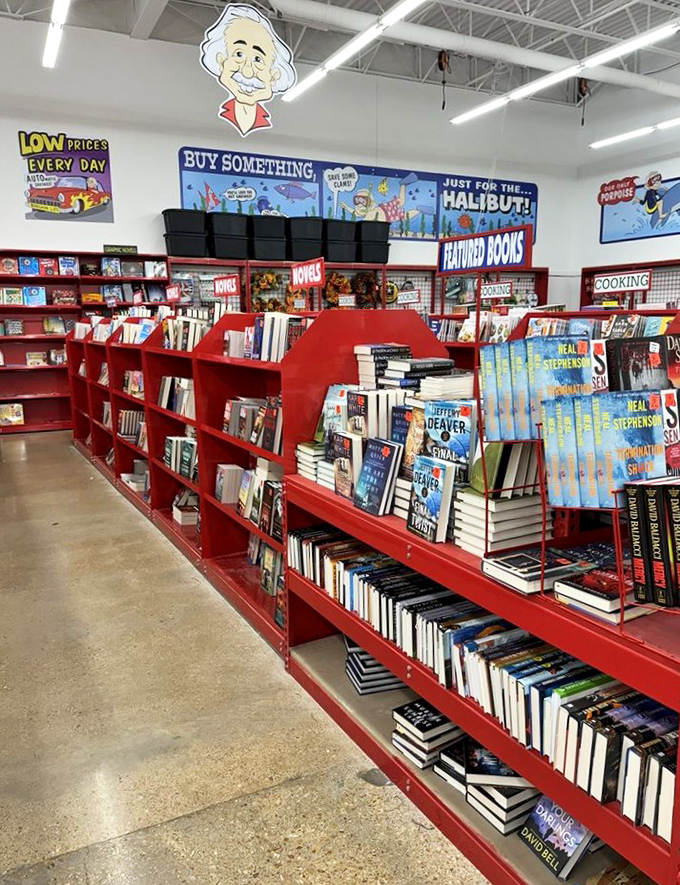 Literary treasures under the watchful eye of Ollie himself, where bestsellers go to find their forever homes.
