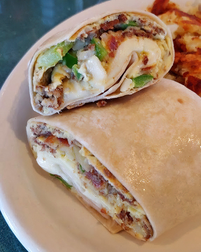 Breakfast wrapped up in a neat little package. This egg-sausage-cheese torpedo delivers morning satisfaction with every perfectly proportioned bite.