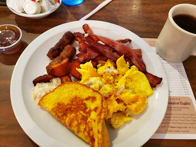 Behold the breakfast plate that could end all breakfast arguments - crispy, fluffy, and absolutely perfect.
