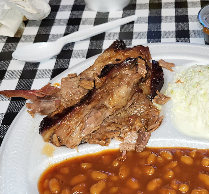 Brisket that doesn't need a filter to look good. That bark, that tenderness, that perfect smoke ring—it's the Meryl Streep of barbecue: consistently excellent.