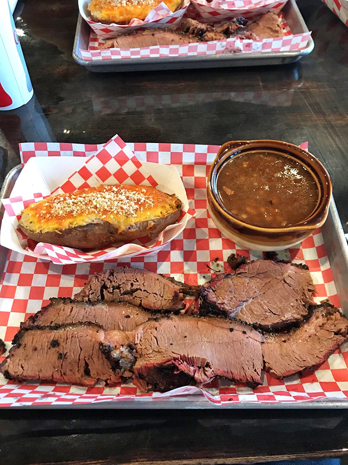 This mahogany-hued brisket with its perfect smoke ring could make a vegetarian reconsider their life choices.