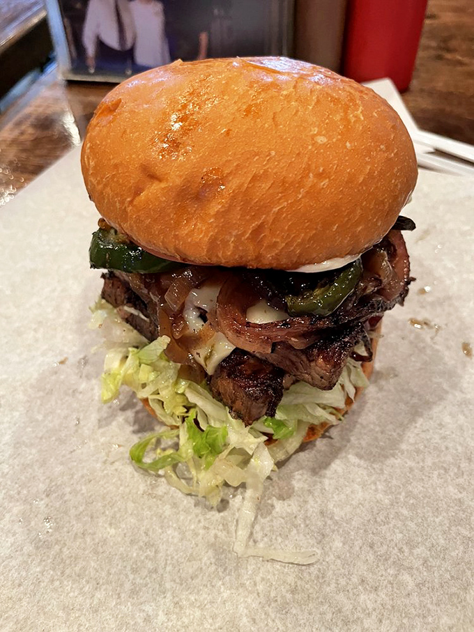 This isn't just a brisket sandwich&mdash;it's a masterclass in Texas beef architecture. The char-to-tenderness ratio is nothing short of poetry.