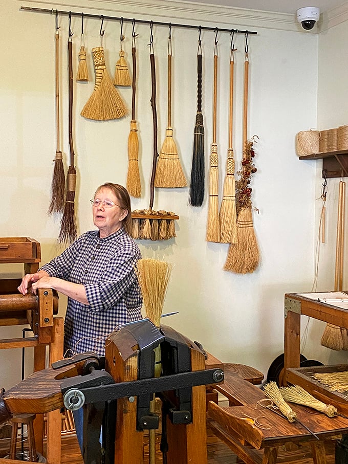 Traditional broom-making demonstrates Coshocton's connection to simpler times, when craftsmanship mattered and Amazon was just a river.