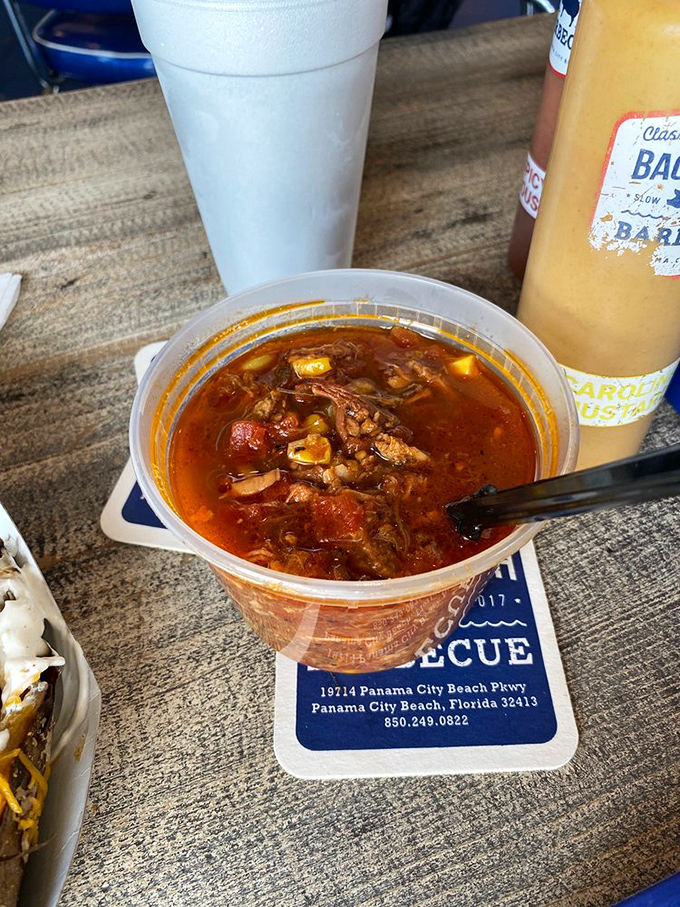 Brunswick stew that looks like it could tell stories&mdash;chunks of smoky meat swimming in a tomato broth that's been simmering since breakfast.