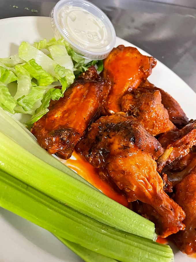 These buffalo wings aren't messing around. Crispy, saucy, and unapologetically messy&mdash;exactly how comfort food should be. Napkins required, not optional.