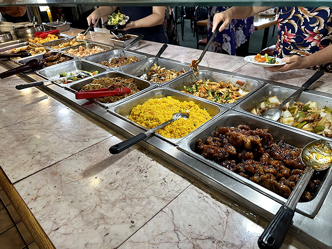 The buffet line&mdash;where dreams are made and diets go to die. That General Tso's chicken glistening in the corner is calling your name. 