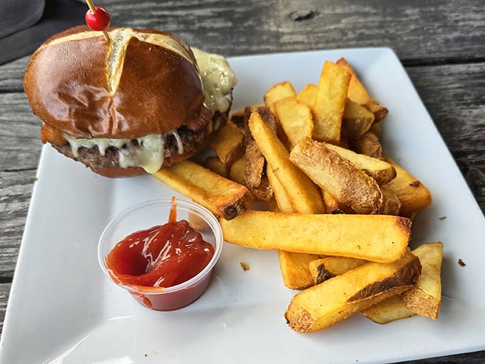 This isn't just a burger &ndash; it's a masterclass in simplicity. Golden fries, perfect bun, and a patty that deserves its own fan club.