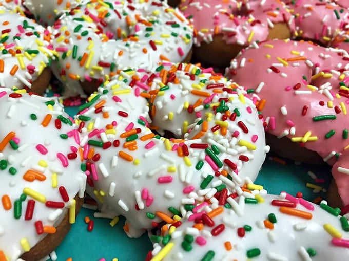 Sprinkle-topped treasures that would make Homer Simpson weep with joy. The technicolor toppings are just showing off at this point.