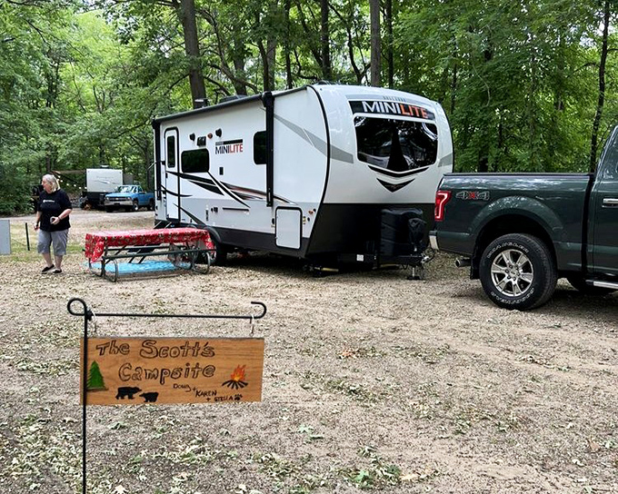 Home sweet temporary home: This cozy campsite setup proves you don't need five stars to have a five-star experience in Michigan's great outdoors.