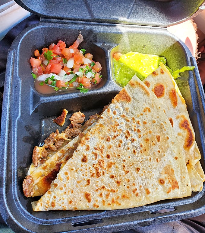 This quesadilla isn't just a meal, it's an event&mdash;perfectly grilled tortilla revealing a treasure of meat and fresh pico de gallo.