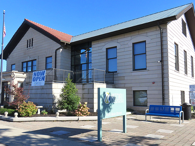 This isn't just any library&mdash;it's a Carnegie, standing proud as Mitchell's monument to knowledge and community gathering.