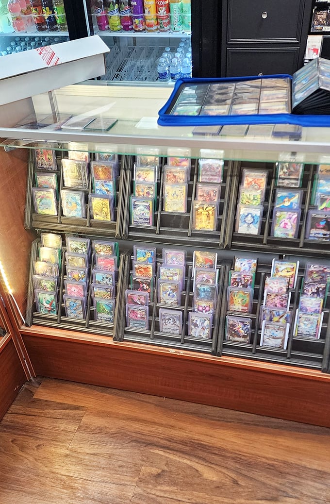 Behind glass lies cardboard gold&mdash;meticulously organized Pok&eacute;mon cards that might just fund someone's retirement or at least their next vacation.
