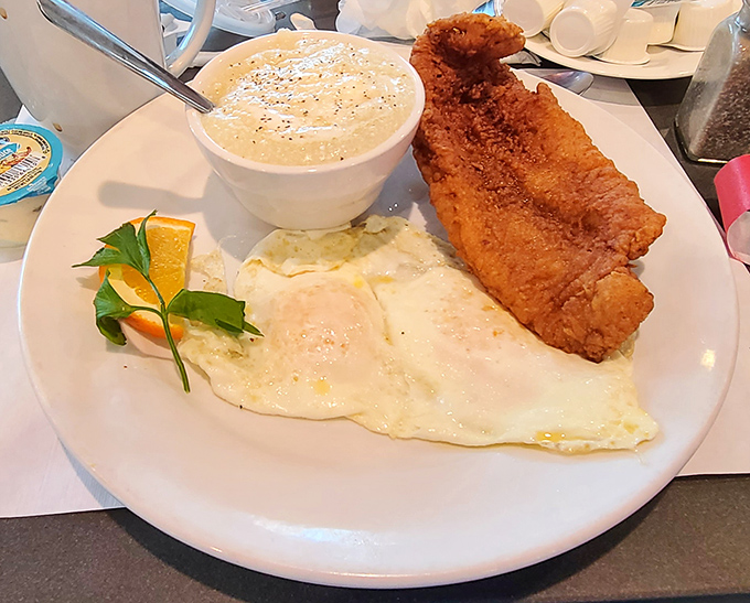 Breakfast perfection doesn't exi&mdash; Oh wait, it does! Golden catfish alongside eggs so perfectly cooked they deserve their own Instagram account.