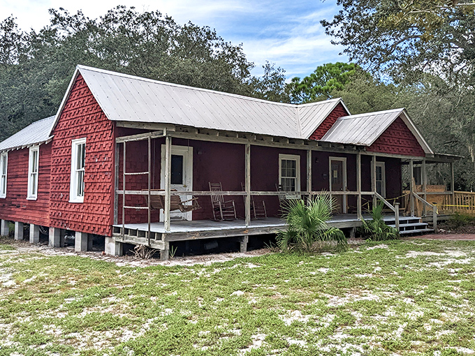 This crimson cottage with its wraparound porch whispers stories of Cedar Key's past&mdash;like a Southern grandma ready to share her secrets.