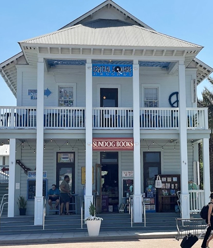 Sundog Books and Central Square Records occupy this charming two-story building, where literary treasures below and vinyl gems above create a cultural cornerstone of Seaside life.