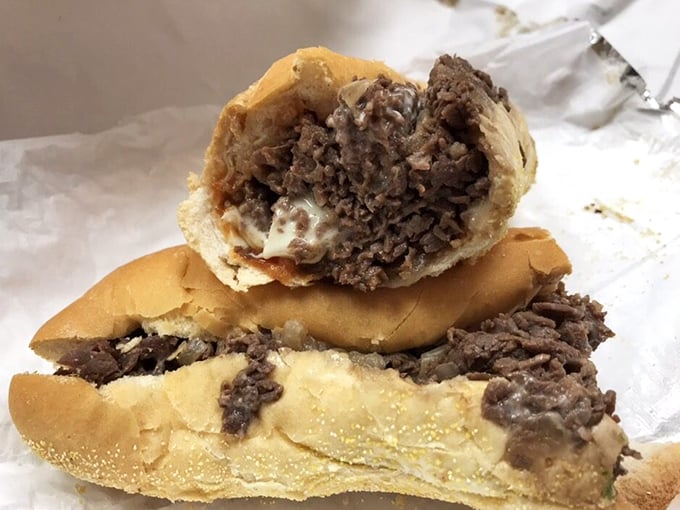 The legendary cheesesteak in all its glory&mdash;tender ribeye, melted cheese, and a roll that achieves that mythical balance between crusty and soft.