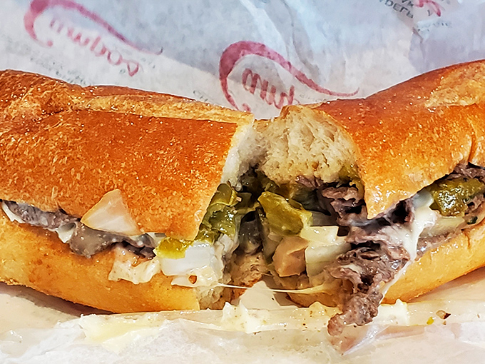 Behold the holy trinity of Philly cuisine: the cheesesteak, with crusty roll, tender ribeye, and melted cheese coming together in a harmony that makes angels sing.
