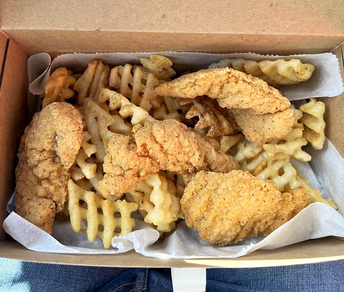 Golden perfection meets crispy satisfaction in this takeout box that could convert even the most devoted health food enthusiast.