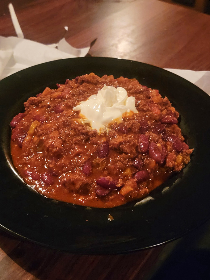 Behold: the chili that launched a thousand return visits. That dollop of sour cream isn't garnish&mdash;it's the perfect dance partner.