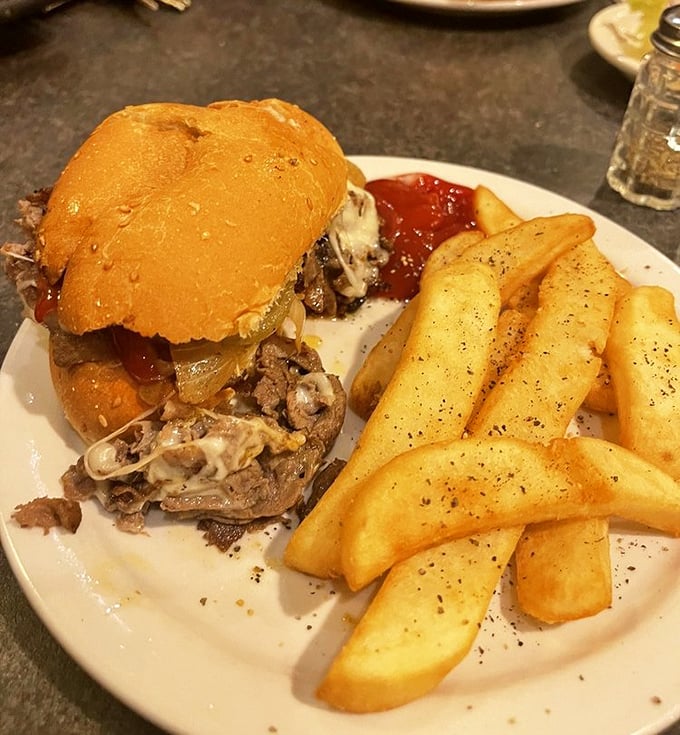 Behold the chopped steak sandwich: comfort food that makes your inner child do a happy dance.