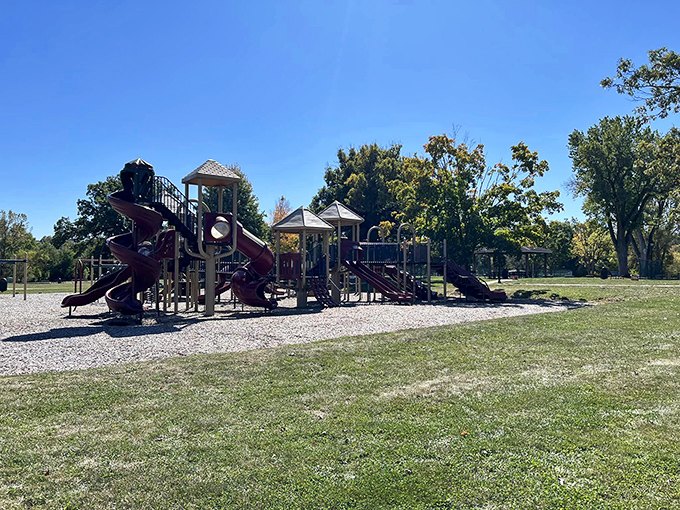 Even the playground equipment in Galena seems to have a historical flair &ndash; though thankfully modern safety standards apply to these slides.