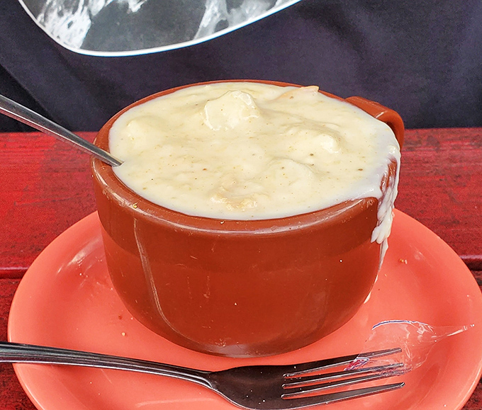 The famous clam chowder in all its glory &ndash; thick enough to stand a spoon in and creamy enough to make New England jealous.