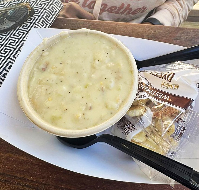This bowl of clam chowder isn't just soup; it's a creamy declaration of independence from mediocre seafood experiences everywhere.
