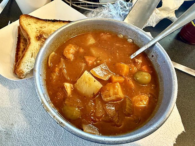 Behold the star attraction: a bowl of chowder that would make New Englanders weep with jealousy. That Texas Toast isn't just a sidekick&mdash;it's essential equipment.