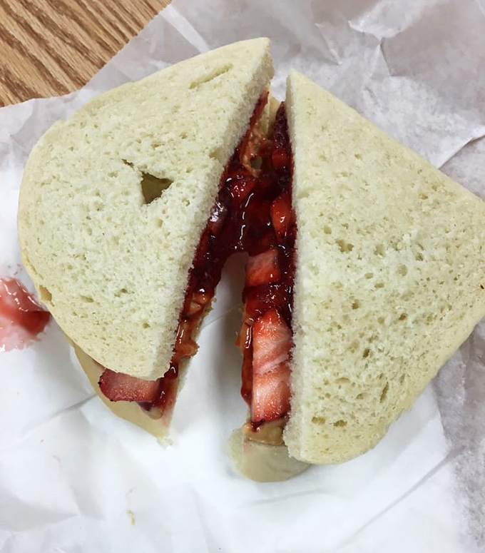 The Classic Old Timer sandwich isn't trying to reinvent the wheel&mdash;it's just perfecting it. Fresh peanut butter and strawberry preserves: simplicity at its finest.