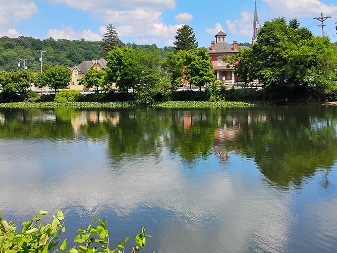The West Branch Susquehanna River mirrors Clearfield's quiet beauty. This reflective waterway has shaped both the town's geography and its soul for centuries.